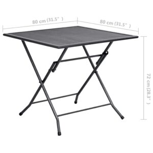 vidaXL Folding Mesh Table - Outdoor Dining Furniture – Weather-Resistant Steel with Anthracite Finish - Easy Storage