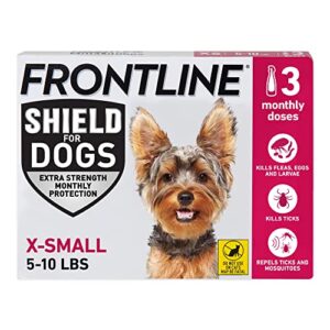 frontline shield flea & tick treatment for x-small dogs 5-10 lbs., count of 3