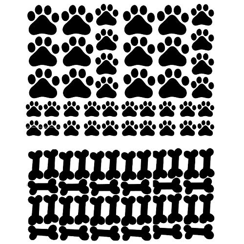 SITAKE 76 Pcs Dog Decor Stickers, 40 Pcs Dog Paw Print Stickers and 36 Pcs Dog Bones Stickers, Dog Decorations Wall Floor Windows Decal Stickers for Room, Teen Girl’s and Boy’s Room