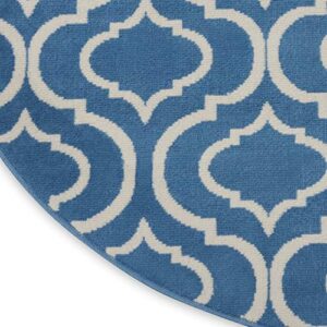 Nourison Jubilant Trellis Blue 8' x Round Area -Rug, Easy -Cleaning, Non Shedding, Bed Room, Living Room, Dining Room, Kitchen (8 Round)