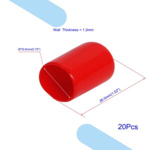 Aopin Rubber Round End Cap Cover 3/4 Inch (19mm) Screw Thread Protectors PVC Flexible Tubing Pipe Protective Bolt Screw Thread Protector Safety Cover | for Pipe Post Tubing Rod Cover 20 Pcs (Red)