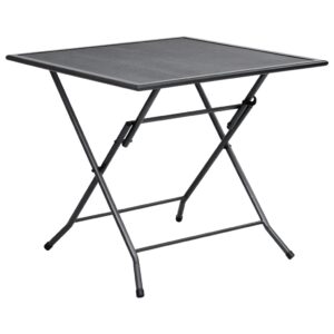 vidaxl folding mesh table - outdoor dining furniture – weather-resistant steel with anthracite finish - easy storage