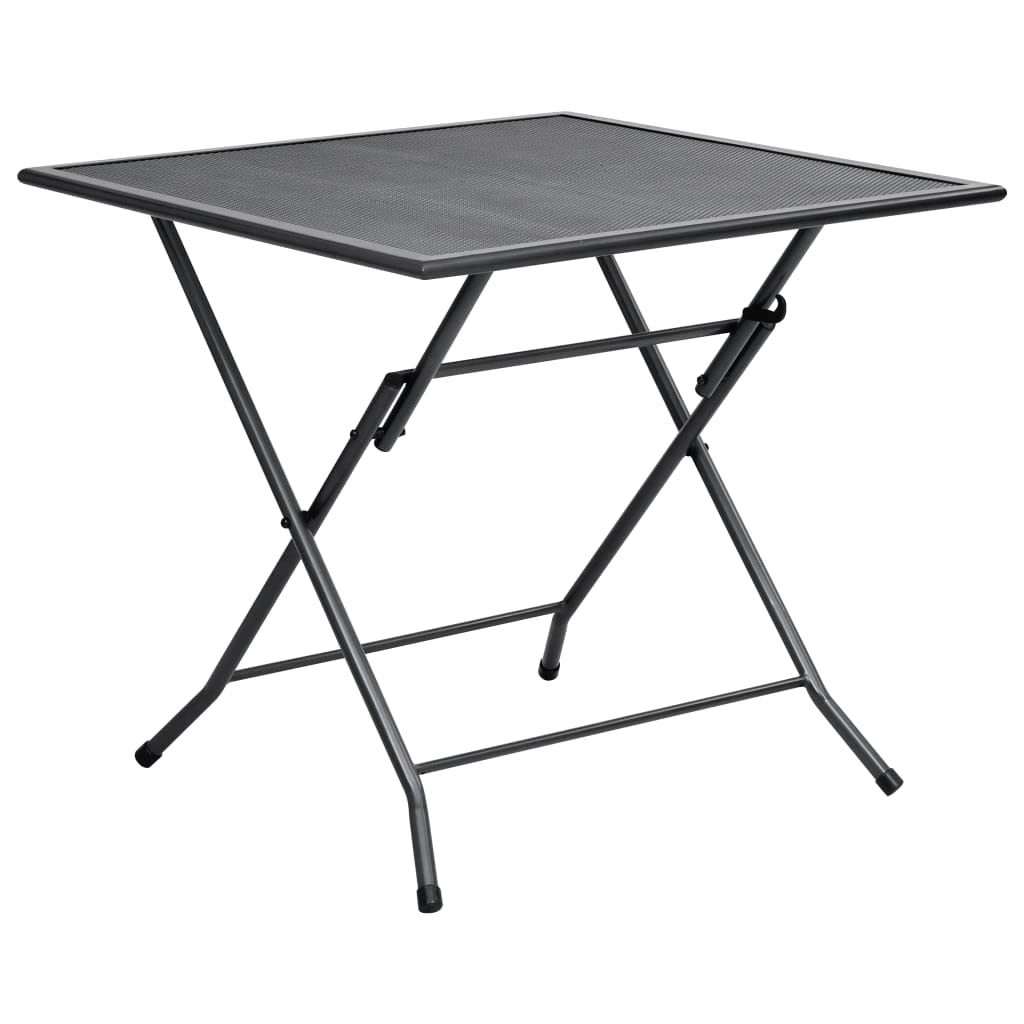 vidaXL Folding Mesh Table - Outdoor Dining Furniture – Weather-Resistant Steel with Anthracite Finish - Easy Storage