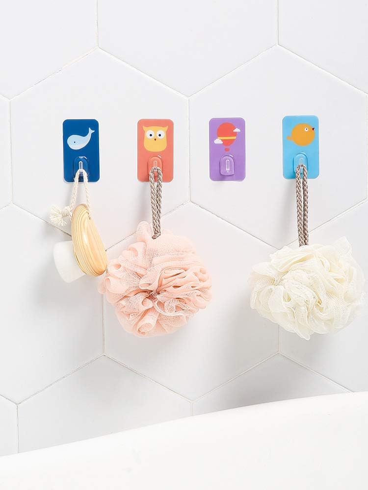 MOVALUE Kids Wall Hooks - Adhesive Wall Hanging Hooks for Kids - Cute Wall Animal Hooks - Towel Hook Child - Childrens Hangers for Bedroom, Bathroom or Nursery, 8 Pack