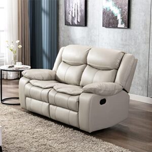 familymill breathable leather manual reclining loveseat for living room