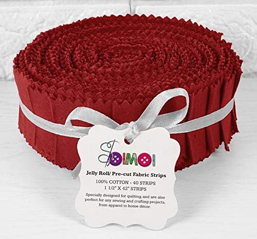 Soimoi 40Pcs Solid Red Cotton Precut Fabrics for Quilting Craft Strips 1.5 Inches Jelly Roll