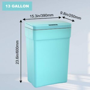 Automatic Trash Can with Lid Garbage Can Touch Free Waste Bin 13 Gallon Sensor Garbage Bin Touchless Trash Cans for Kitchen Home Office Bathroom, Blue