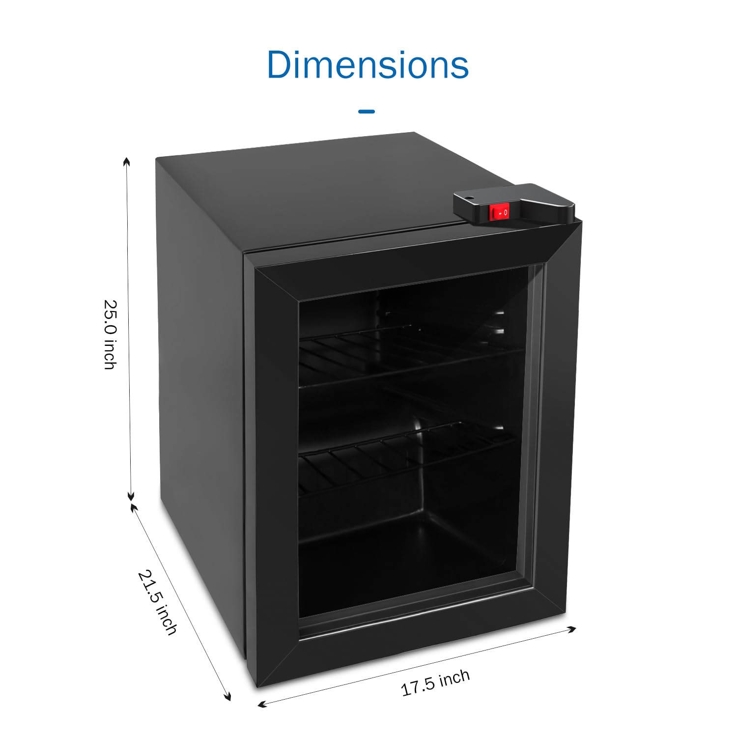 ADT Mini Freezer with Display Glass Door 2.1 Cu Ft Small Freezer with 2 Removable Shelves 7 Temperature Settings -8°F to 14°F Perfect for Liquor and Ice Cream