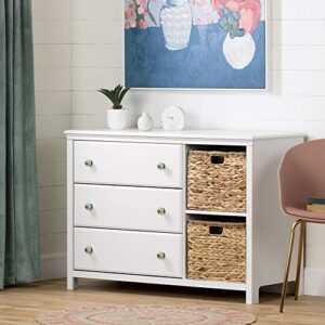 South Shore Balka 3-Drawer Dresser with Baskets Pure White, Bohemian Harmony