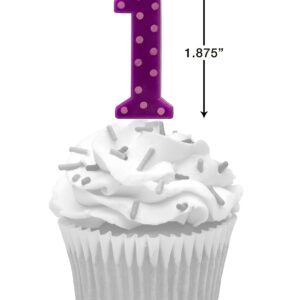 Papyrus Number 1 Birthday Candle, Purple Polka Dots (1-Count)