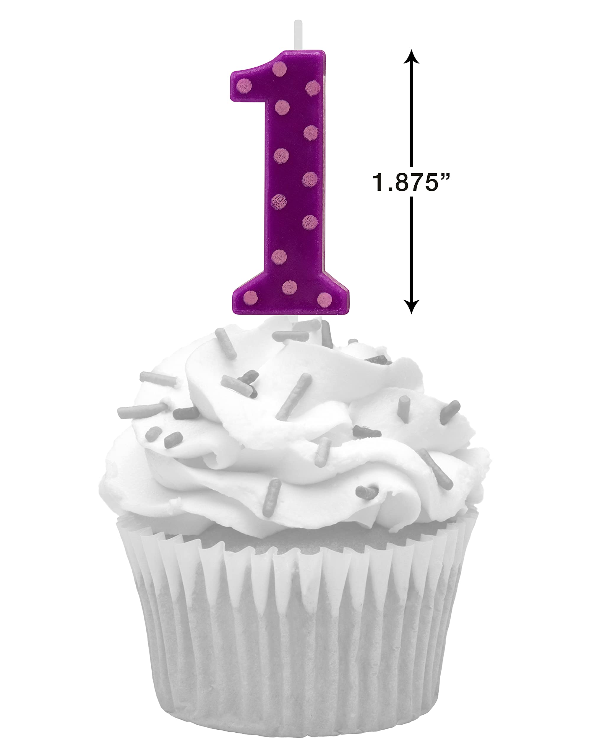 Papyrus Number 1 Birthday Candle, Purple Polka Dots (1-Count)