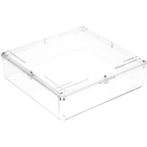 pioneer plastics 091c clear square plastic container, 4.3125" w x 4.3125" d x 1.125" h, pack of 12