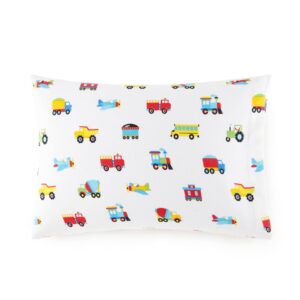 Wildkin Kids 100% Cotton Flannel Full Sheet Set for Boys & Girls, Bedding Set Includes Top Sheet, Fitted Sheet & Pillow Case, Bed Sheets for Cozy Cuddles (Trains, Planes & Trucks)