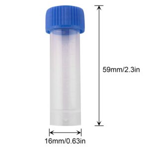 JCBIZ 40pcs Plastic 5ml Frozen Tube Cryopreservation Tube with Cap and Frosted Scale Cold Storage Centrifuge Container