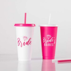 pop fizz designs bachelorette cups for bachelorette party [10 pack], bachelorette party supplies, bachelorette party cups, bride cup, bridesmaids cups, bridal party cups, bridesmaid tumbler set of 10