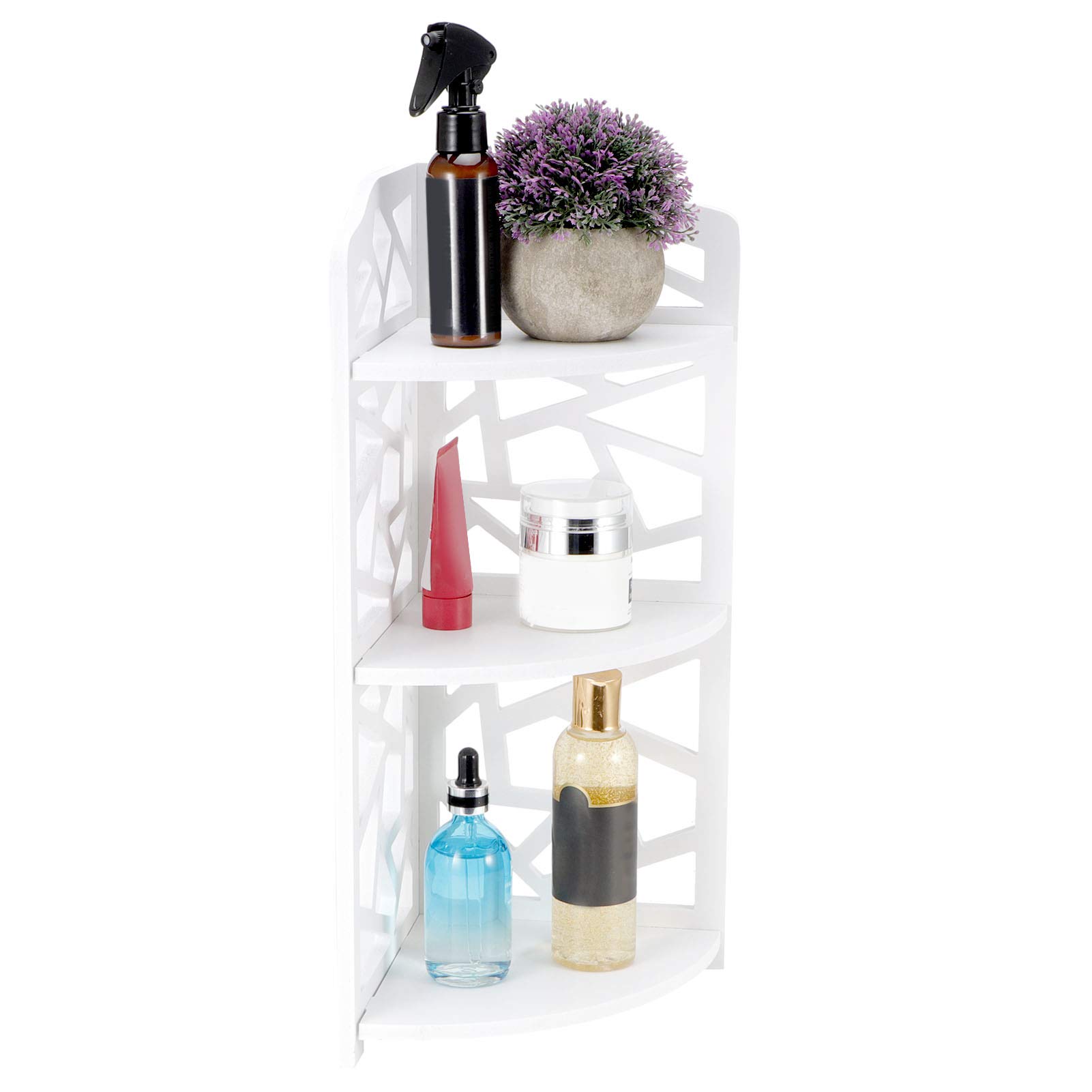 Atyhao Corner Table Shelf, 3-Tier Corner Storage Shelf Plant Stand Storage Rack for Small Spaces Bathroom Bedroom Organizer