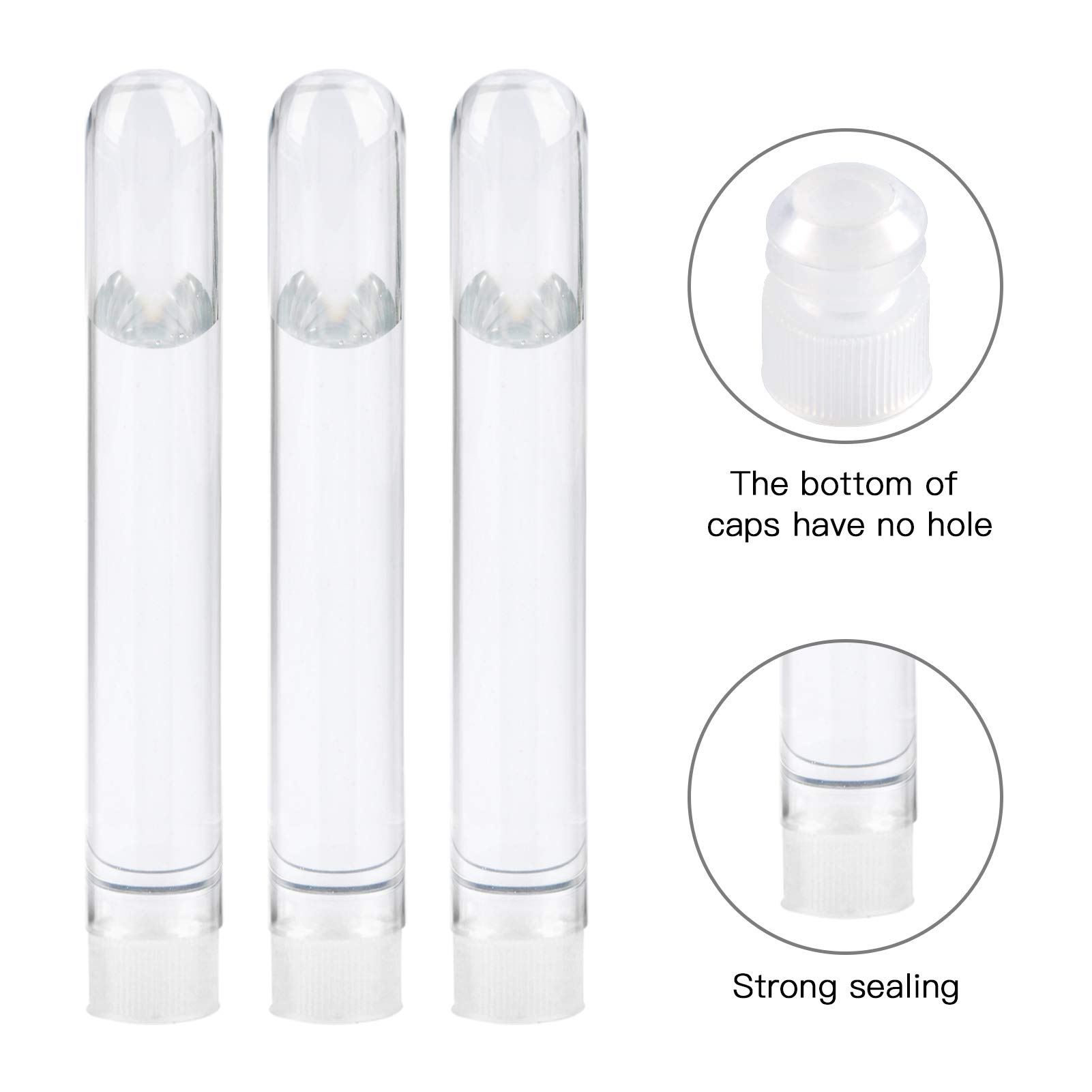 Temedon 100pcs Test Tubes, 16x100mm(10ml) Plastic Test Tubes with Caps for Lash Wands, Scientific Experiments, Plant Propagation