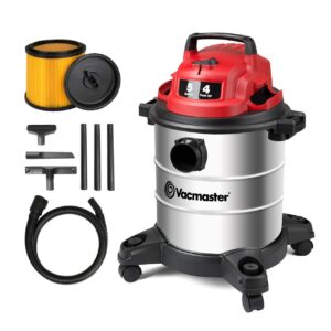 vacmaster red edition voc508s 1101 stainless steel wet dry vacuum 5 gallon 4 peak hp 1-1/4 inch hose powerful suction with blower function