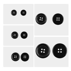 100 Pcs Premium Mixed Resin Sewing Buttons, ONLYWEE Eco-Friendly 4-Hole Craft Buttons, 5 Sizes of Black Buttons Suitable for Sewing, DIY and Holiday Decoration(Black)