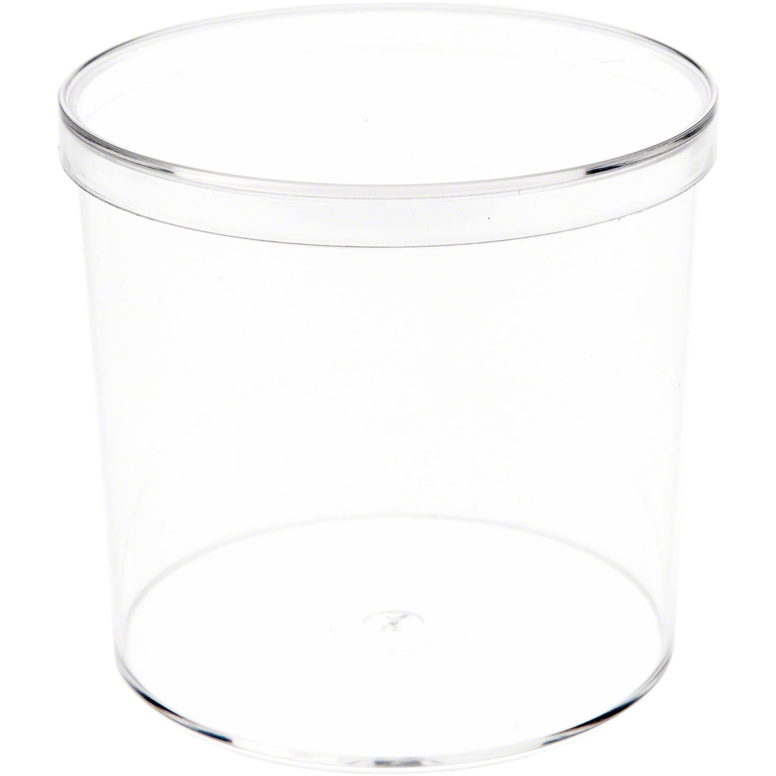 Pioneer Plastics 115C Clear Cylinder Plastic Container, 3.375" W x 3.125" H, Pack of 2