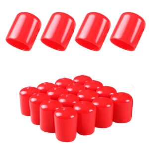 aopin rubber round end cap cover 3/4 inch (19mm) screw thread protectors pvc flexible tubing pipe protective bolt screw thread protector safety cover | for pipe post tubing rod cover 20 pcs (red)