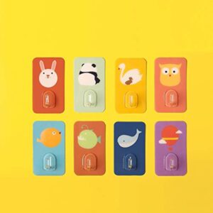 movalue kids wall hooks - adhesive wall hanging hooks for kids - cute wall animal hooks - towel hook child - childrens hangers for bedroom, bathroom or nursery, 8 pack