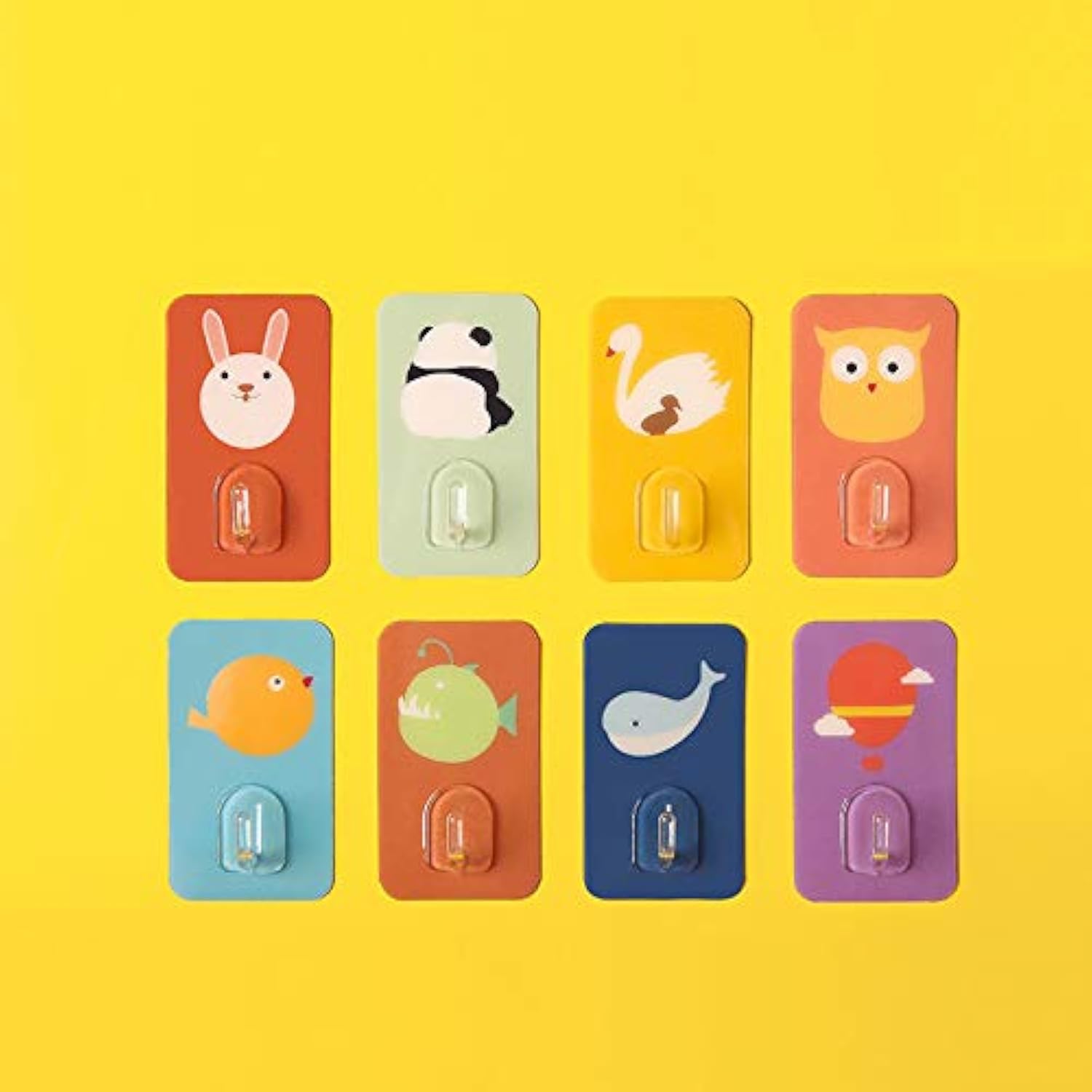 MOVALUE Kids Wall Hooks - Adhesive Wall Hanging Hooks for Kids - Cute Wall Animal Hooks - Towel Hook Child - Childrens Hangers for Bedroom, Bathroom or Nursery, 8 Pack