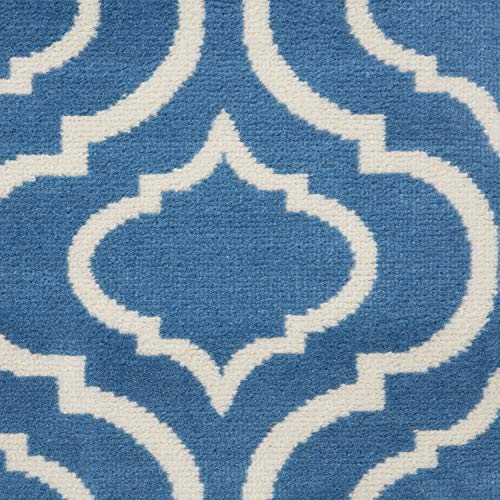 Nourison Jubilant Trellis Blue 8' x Round Area -Rug, Easy -Cleaning, Non Shedding, Bed Room, Living Room, Dining Room, Kitchen (8 Round)