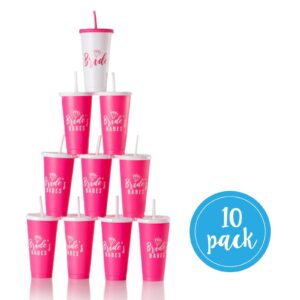 Pop Fizz Designs Bachelorette Cups for Bachelorette Party [10 Pack], Bachelorette Party Supplies, Bachelorette Party Cups, Bride Cup, Bridesmaids Cups, Bridal Party Cups, Bridesmaid Tumbler Set of 10