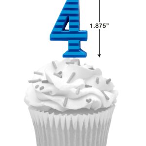 Papyrus Number 4 Birthday Candle, Blue Stripes (1-Count)