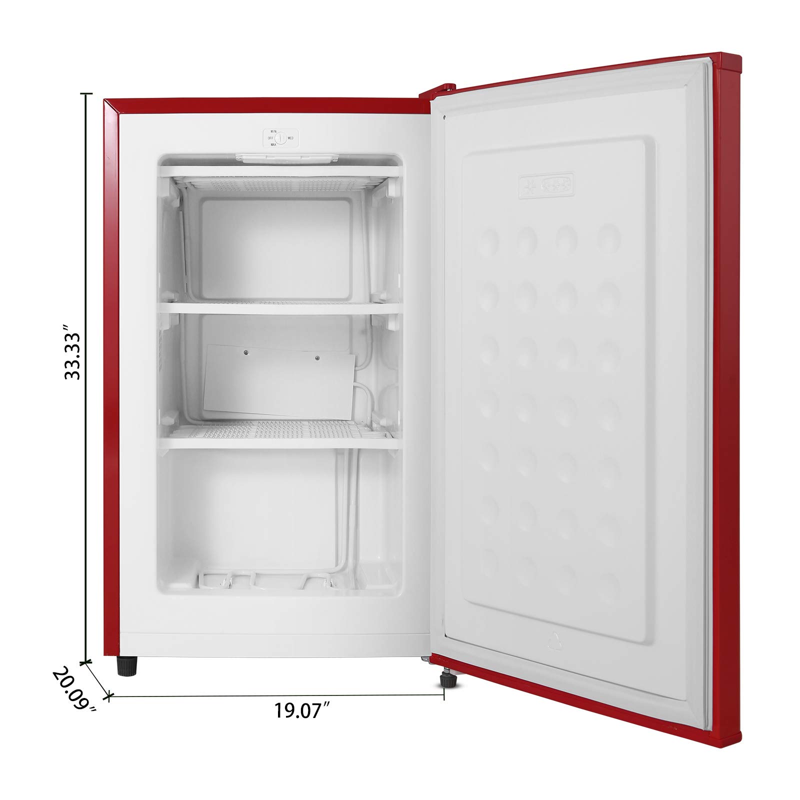 Kismile Small Freezer,Freestanding Mini Freezer with Reversible Door & Removable Shelf & Adjustable Temperature Control, Upright Compact Freezer for Apartment/Home/Office/Dormitory (Red, 2.3 Cu.ft)