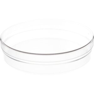 pioneer plastics 173c clear round plastic container with frosted bottom, 6" w x 1.375" h