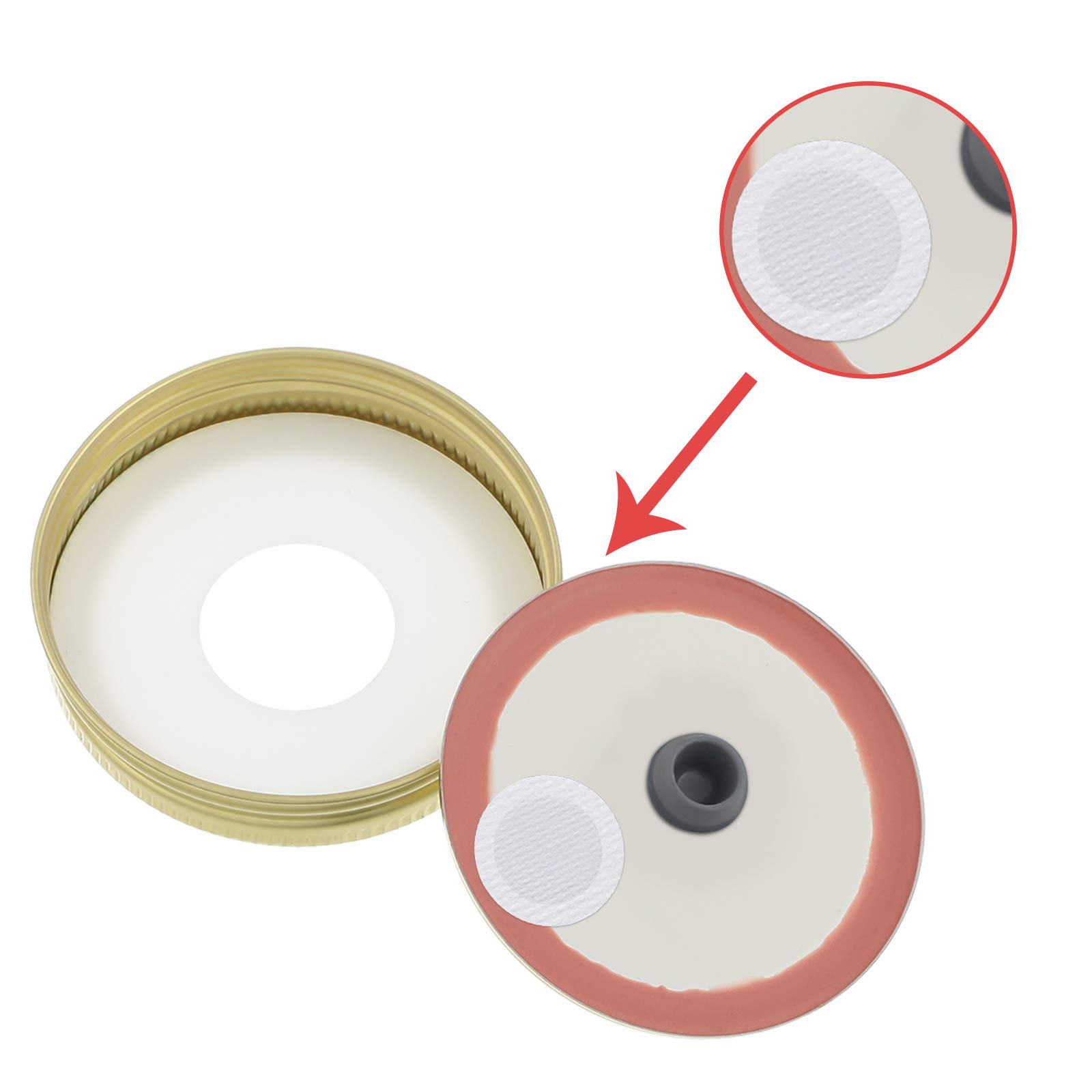 Zonon 128 Pieces Synthetic Filter Paper Stickers 20 mm 0.3 μm Synthetic Filter Disc Tape Mushroom Applied Under Wide Mouth Mason Jar Filter for Mushroom Cultivation