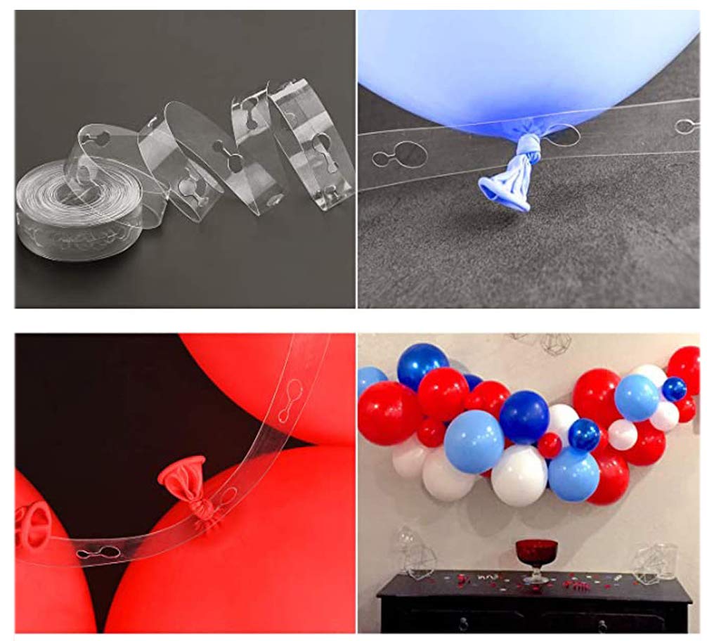 Red Blue Black Balloon Arch Kit - 104pcs 16ft Balloon Strip for Boys Kids Party Backdrop, Birthday, Graduation Balloon Decor Supplies