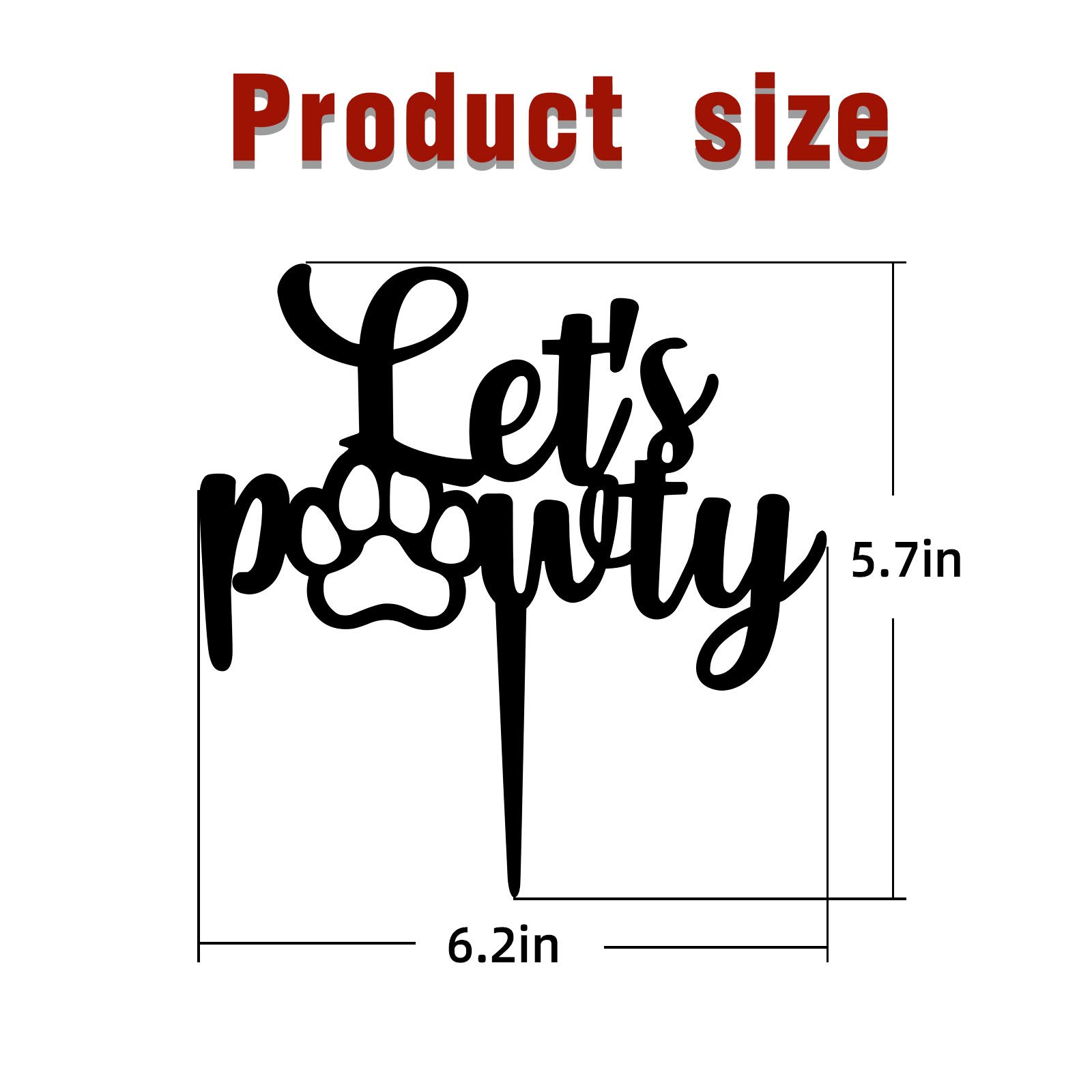 Let's Pawty Acrylic Cake Topper for Pet Dog Theme Party Decoration, Pet Puppy Birthday Dog Paw Pattern Cake Decor, Pet Adoption Party Supply (Black)