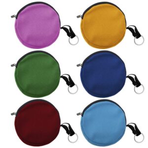 muka 6-pack round keychain pouches, cotton canvas ear bud case mixed colors