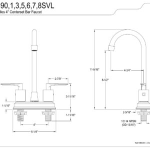 Kingston Brass KB8497SVL Serena Centerset Bar Faucet, Brushed Brass