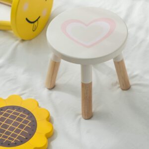 RUYU Wooden Kids Stool for Sitting, 9.1 Inch Solid Hard Wood Chair,Crafted Hand-Painted with Assembled Four-Legged Stool, Bedroom, Playroom, Furniture Stool for Toddler, Children, Boys, Girls