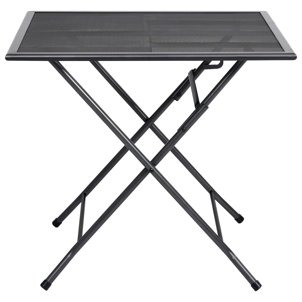 vidaXL Folding Mesh Table - Outdoor Dining Furniture – Weather-Resistant Steel with Anthracite Finish - Easy Storage