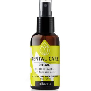 Teliapets Oregano Dental Care Spray for Pet's Teeth & Gums - Natural Dog's & Cat's Teeth Cleanser - Bad Breath, Plaque, Periodontitis & Gingivitis Fighter -Quick & Simple Oral Relief - 30ml / 1oz