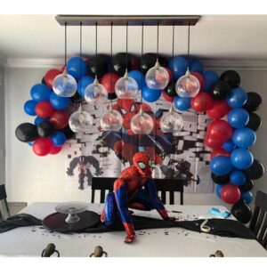 Red Blue Black Balloon Arch Kit - 104pcs 16ft Balloon Strip for Boys Kids Party Backdrop, Birthday, Graduation Balloon Decor Supplies