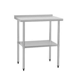 chingoo stainless steel table 24 x 30 inches metal prep table with backsplash & adjustable undershelf, stainless table for commercial kitchen, outdoor, restaurant, hotel & garage