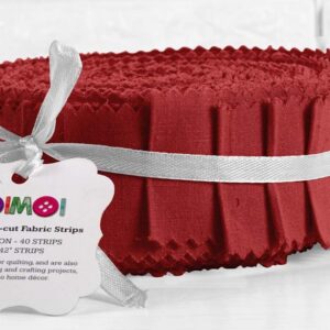 Soimoi 40Pcs Solid Red Cotton Precut Fabrics for Quilting Craft Strips 1.5 Inches Jelly Roll