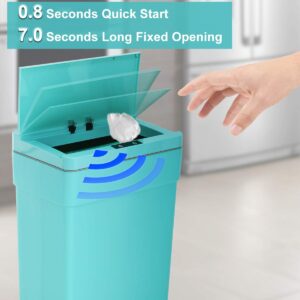 Automatic Trash Can with Lid Garbage Can Touch Free Waste Bin 13 Gallon Sensor Garbage Bin Touchless Trash Cans for Kitchen Home Office Bathroom, Blue