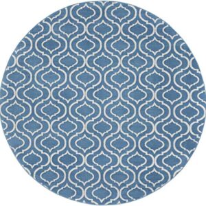 Nourison Jubilant Trellis Blue 8' x Round Area -Rug, Easy -Cleaning, Non Shedding, Bed Room, Living Room, Dining Room, Kitchen (8 Round)