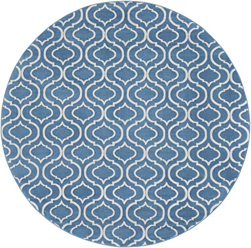 Nourison Jubilant Trellis Blue 8' x Round Area -Rug, Easy -Cleaning, Non Shedding, Bed Room, Living Room, Dining Room, Kitchen (8 Round)