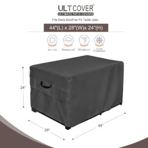 ULTCOVER Patio Deck Box Storage Bench Cover - Waterproof Outdoor Rectangular Fire Pit Table Covers 44 x 28 inch, Black