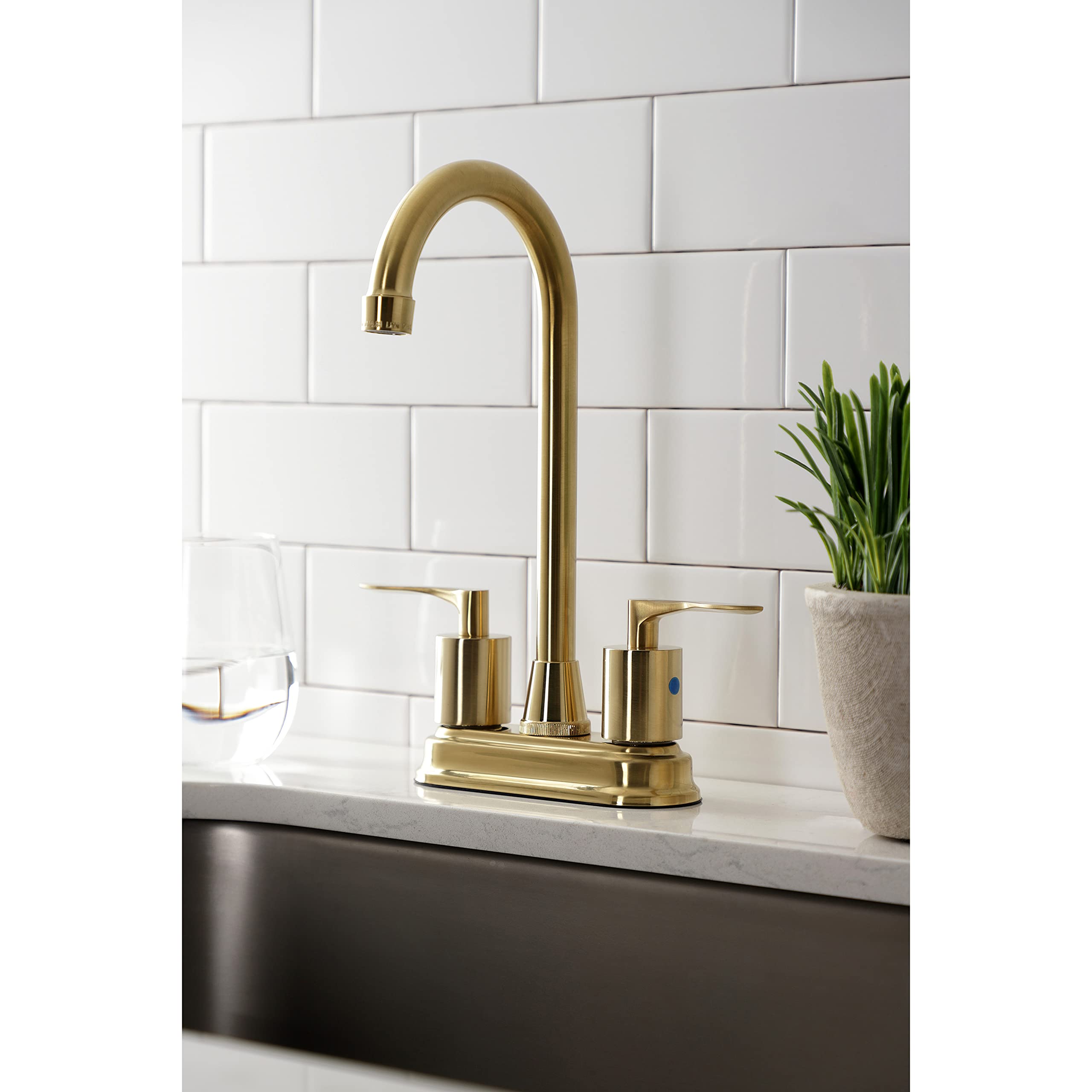 Kingston Brass KB8497SVL Serena Centerset Bar Faucet, Brushed Brass