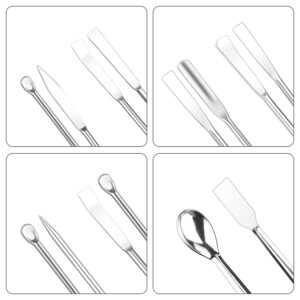 stonylab 9 Pcs Lab Micro Spoon and Spatula Set, Stainless Steel Double-Ended Lab Spatulas Sampling Spoons Micro Scoopulas Weighting Set with Tweezers