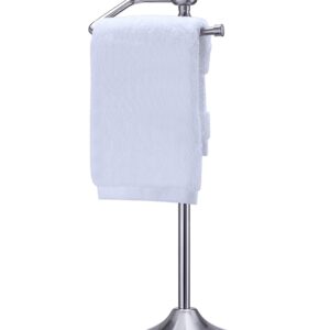 SunnyPoint Heavy Weight Classic Decorative Metal Fingertip Towel Holder Stand for Bathroom, Kitchen, Vanity and Countertops; Hanging Bar is 14.2" Height (Satin Nickel, 15.6" x 5.6" x 5.6")